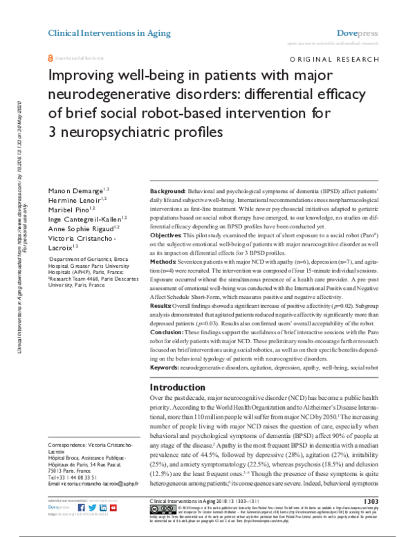 (PDF) Improving well-being in patients with major neurodegenerative ...