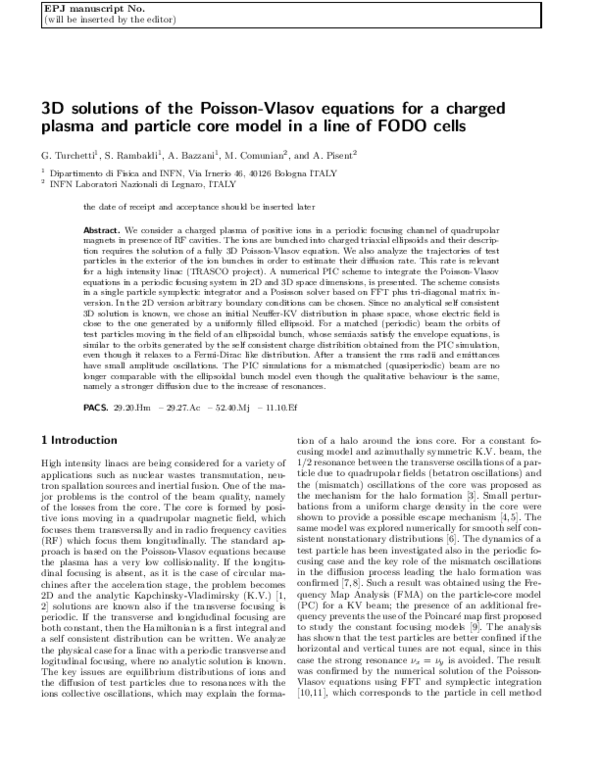 (PDF) 3D solutions of the Poisson-Vlasov equations for a charged plasma and particle-core model ...