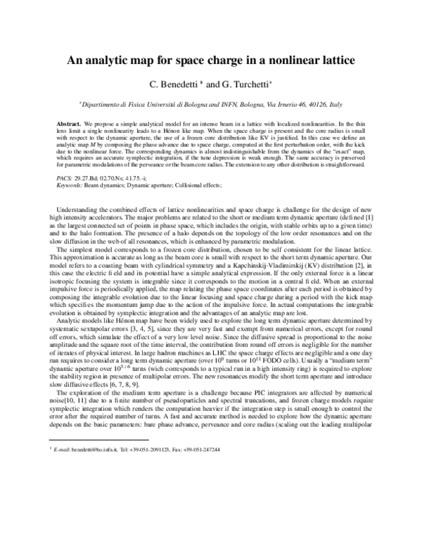 (PDF) An analytic map for space charge in a nonlinear lattice