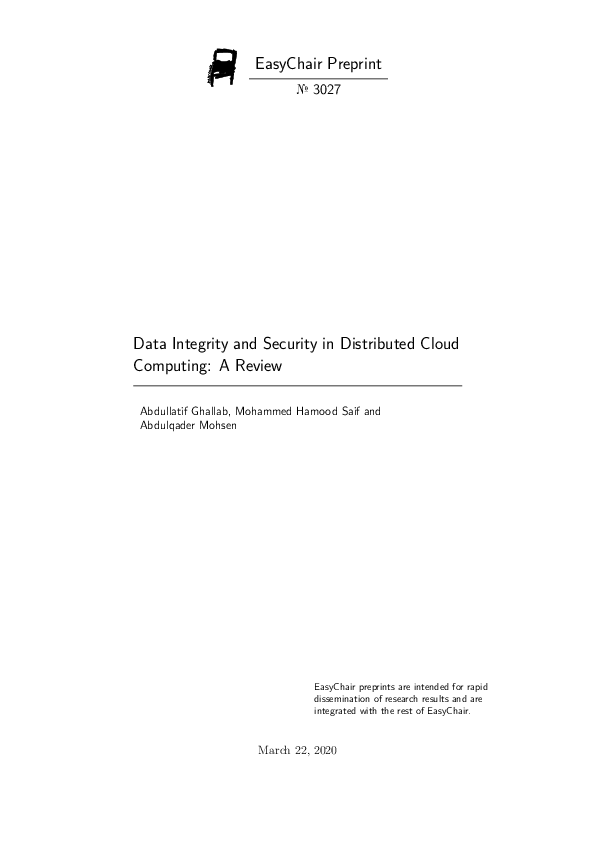 (PDF) Data Integrity and Security in Distributed Cloud Computing—A Review