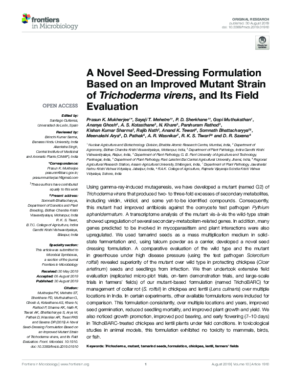 A Novel Seed Dressing Formulation Based On An Improved Mutant Strain Of