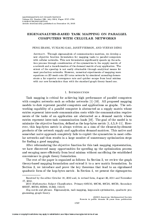 Pdf Eigenanalysis Based Task Mapping On Parallel Computers With