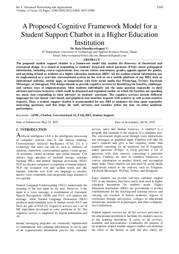 (PDF) A Proposed Cognitive Framework Model for a Student Support ...