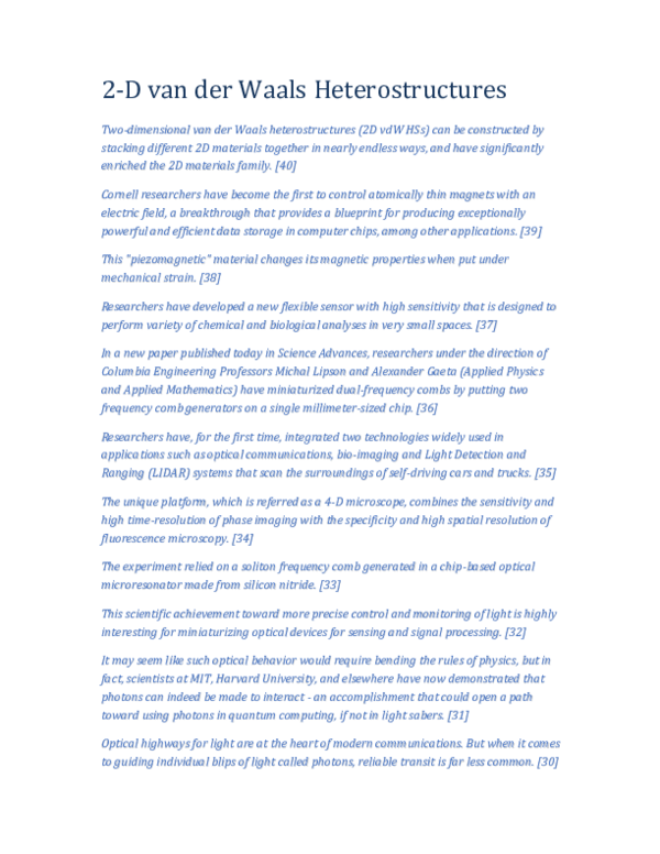 (PDF) 2-D van der Waals Heterostructures | George Rajna - Academia.edu