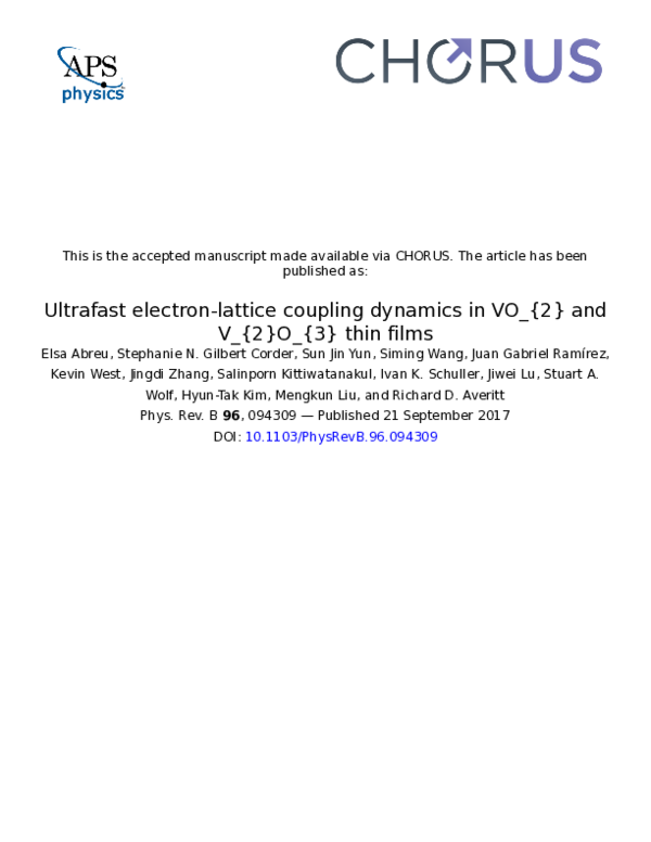 (PDF) Ultrafast electron-lattice coupling dynamics in VO2 and V2O3 thin films