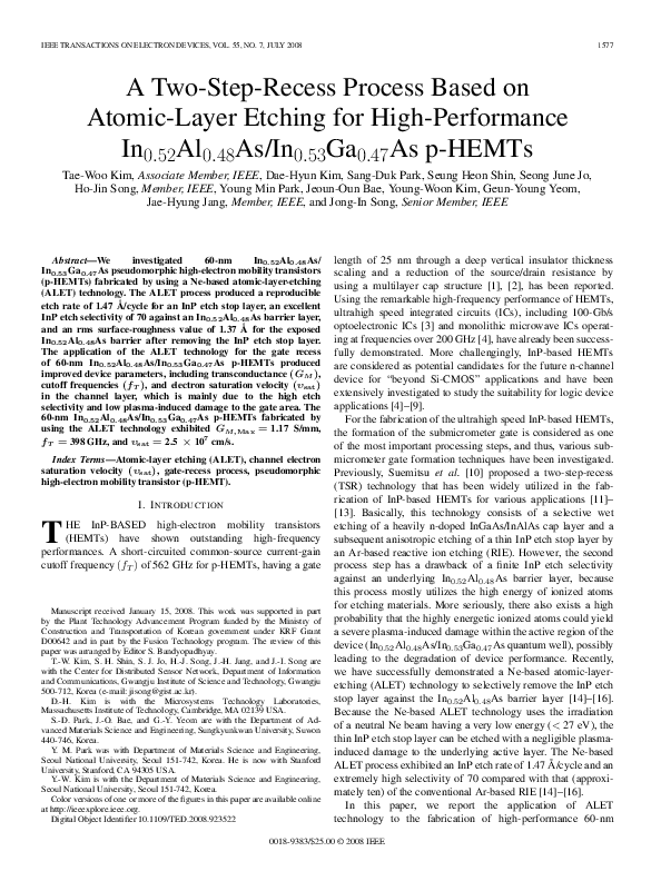 (PDF) A Two-Step-Recess Process Based on Atomic-Layer Etching for High ...