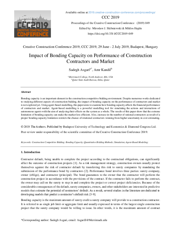 (PDF) Impact of Bonding Capacity on Performance of Construction ...
