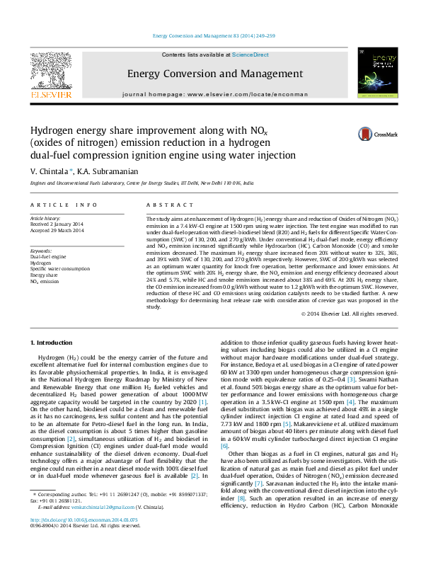 (PDF) Hydrogen energy share improvement along with NOx (oxides of nitrogen) emission reduction ...