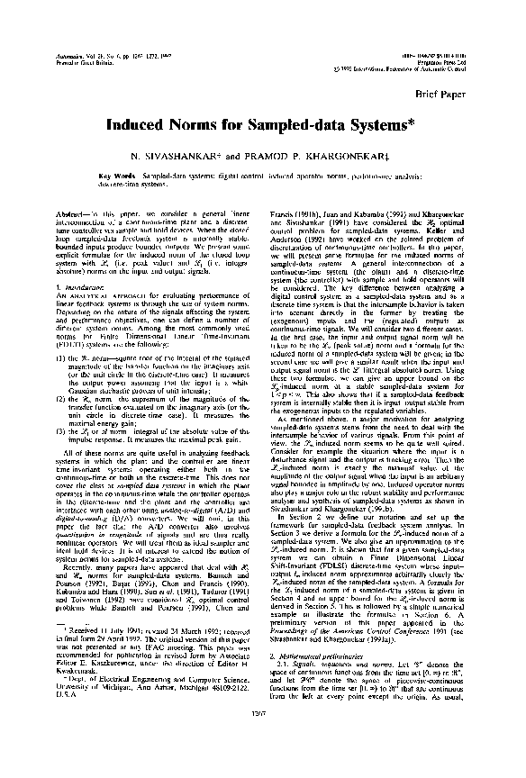 (PDF) Induced norms for sampled-data systems