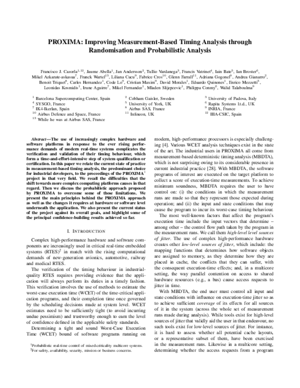 (PDF) PROXIMA: Improving Measurement-Based Timing Analysis through ...