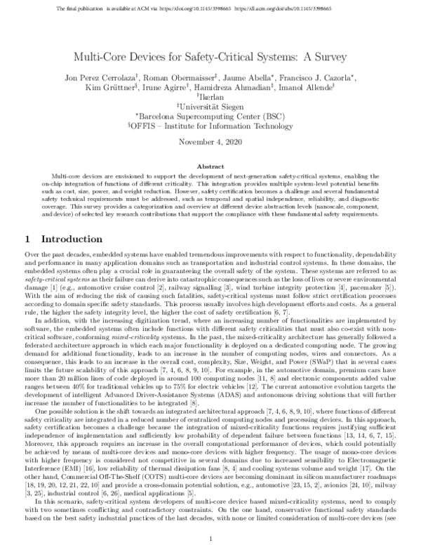 (PDF) Multi-core Devices for Safety-critical Systems