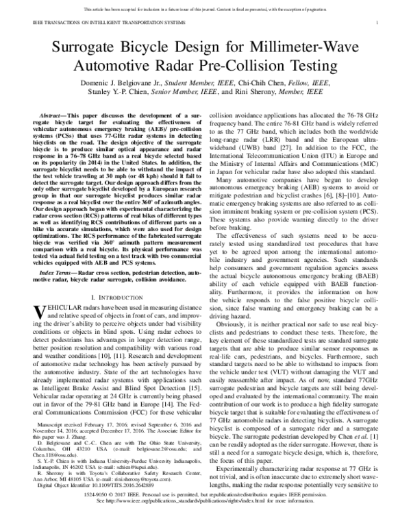 (PDF) Surrogate Bicycle Design for Millimeter-Wave Automotive Radar Pre ...