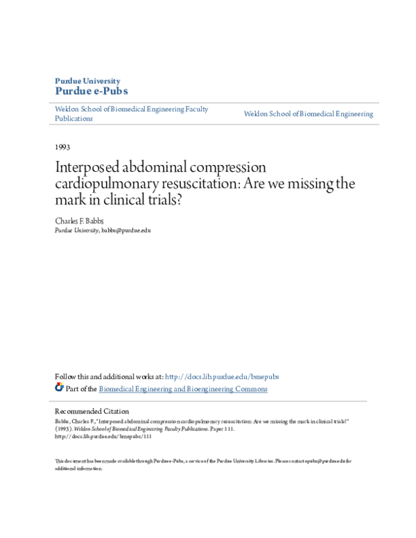 (PDF) Interposed abdominal compression-cardiopulmonary resuscitation ...