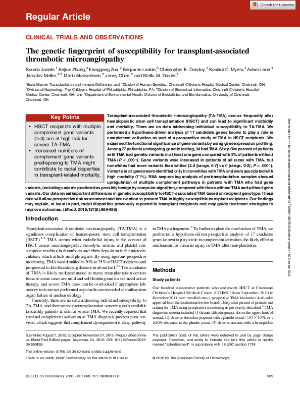 (PDF) The genetic fingerprint of susceptibility for transplant ...
