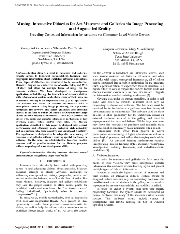 (PDF) Musing: Interactive Didactics for Art Museums and Galleries via Image Processing and ...