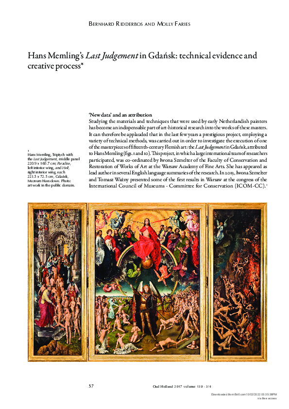 (PDF) Hans Memling’s Last Judgement in Gdańsk: technical evidence and ...