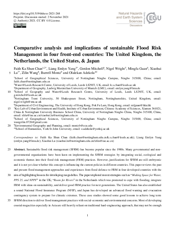 (PDF) Comparative analysis and implications of sustainable Flood Risk ...