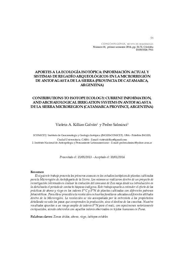 (PDF) Aportes a la ecología isotópica: información actual y sistemas de ...