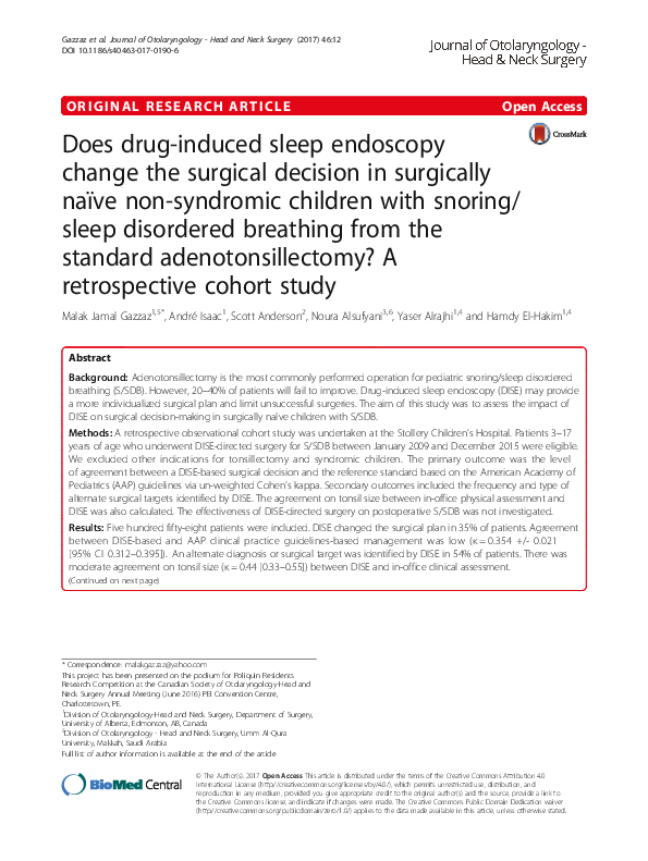 (PDF) Does drug-induced sleep endoscopy change the surgical decision in ...
