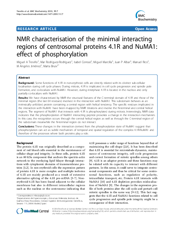 (PDF) NMR characterisation of the minimal interacting regions of ...