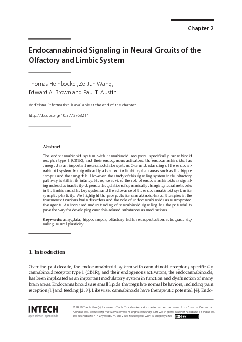 (PDF) Endocannabinoid Signaling in Neural Circuits of the Olfactory and Limbic System