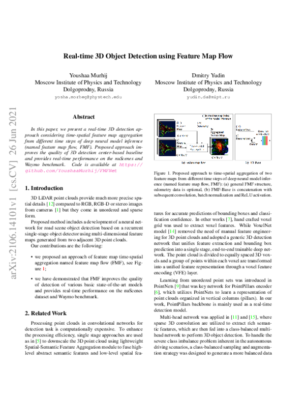 Pdf Real Time 3d Object Detection With Feature Map Flow