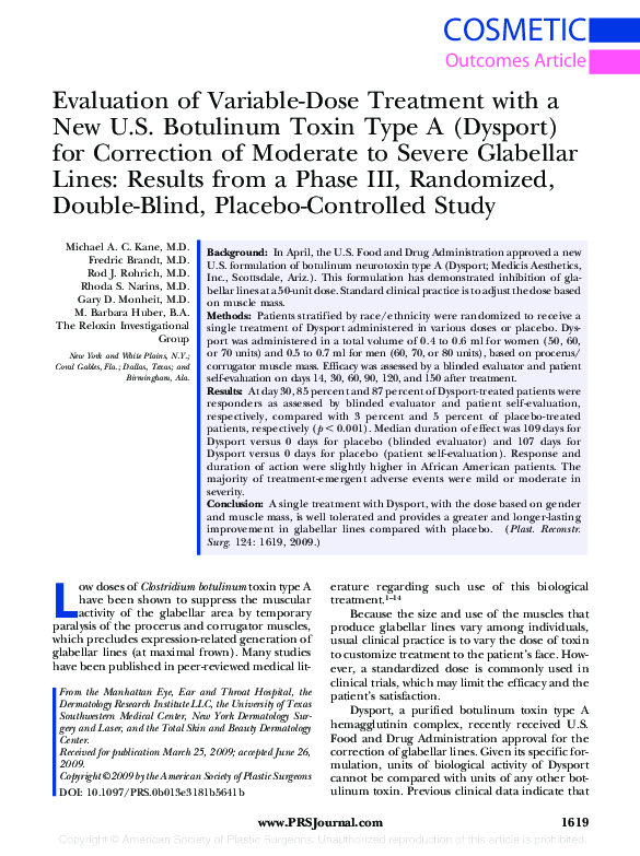 (PDF) Evaluation of Variable-Dose Treatment with a New U.S. Botulinum ...