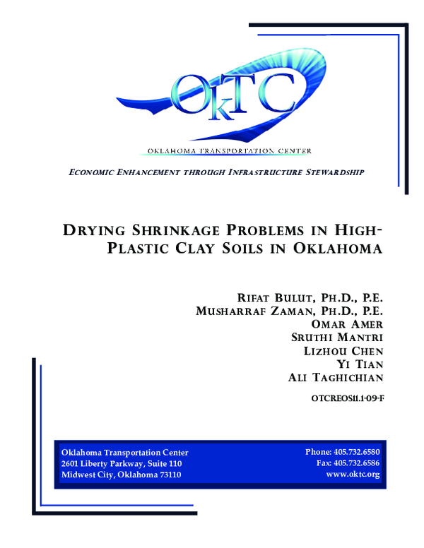 (PDF) Drying shrinkage problems in high-plastic clay soils in Oklahoma
