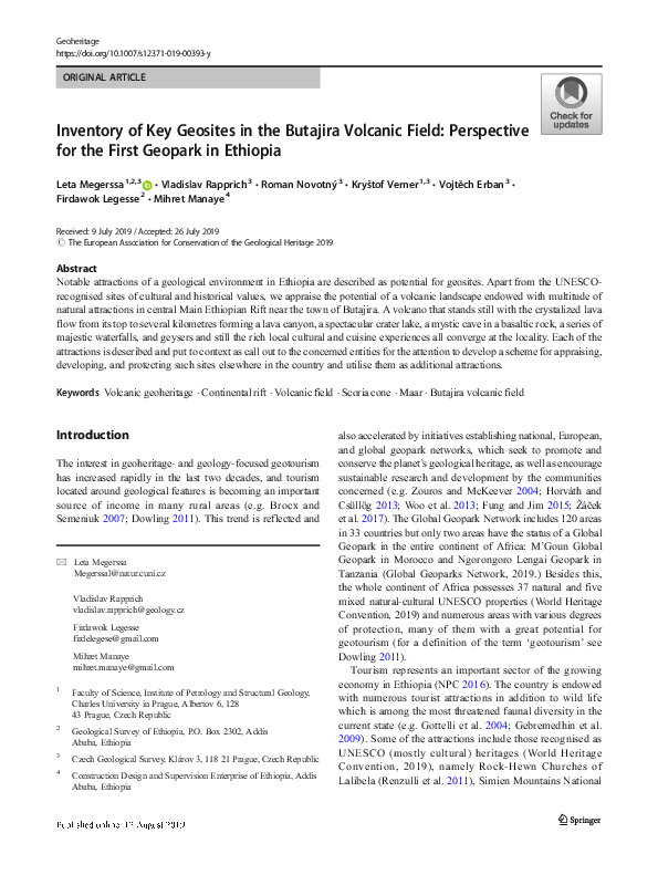(PDF) Inventory of Key Geosites in the Butajira Volcanic Field ...