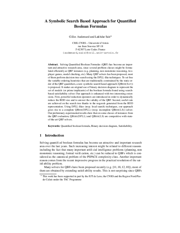 Pdf A Symbolic Search Based Approach For Quantified Boolean Formulas