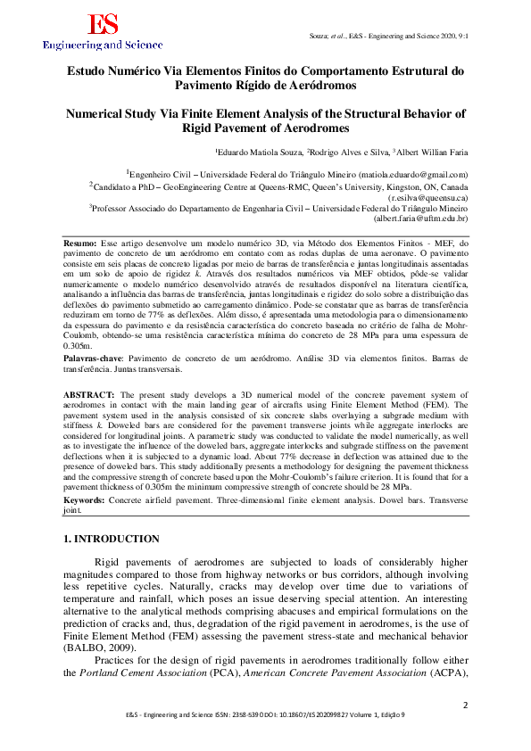 (PDF) Numerical Study Via Finite Element Analysis of the Structural Behavior of Rigid Pavement ...