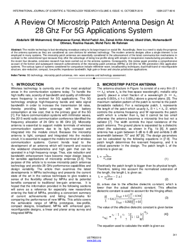 (PDF) A Review Of Microstrip Patch Antenna Design At 28 Ghz For 5G ...
