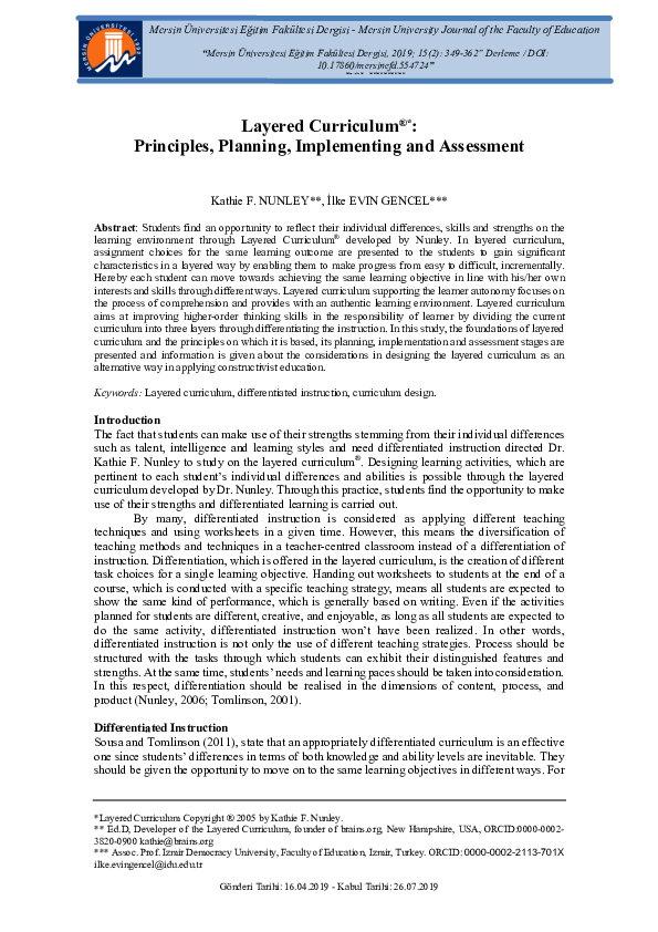 (PDF) Layered Curriculum/English