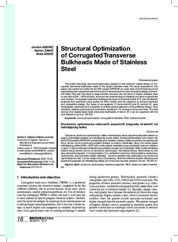 (PDF) Bulkheads Made of Stainless