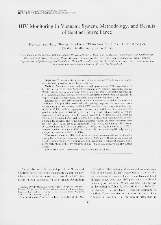 (PDF) HIV Monitoring in Vietnam: System, Methodology, and Results of ...