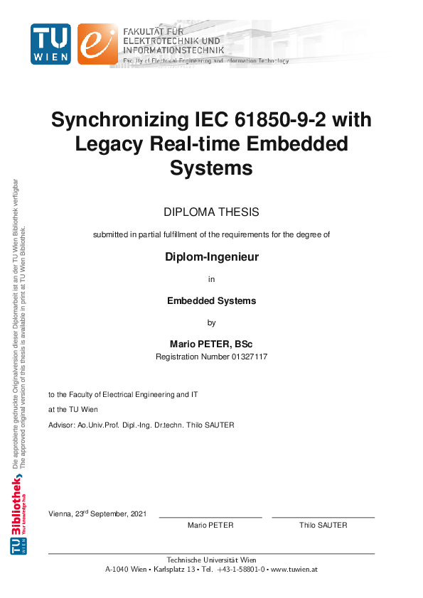 (PDF) Synchronizing IEC 61850-9-2 with Legacy Real-time Embedded Systems