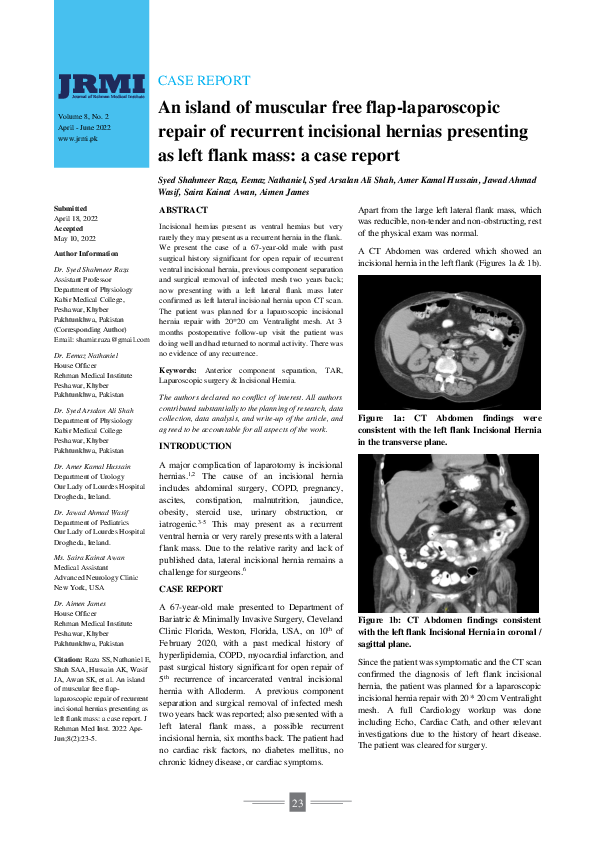 (PDF) An island of muscular free flap-laparoscopic repair of recurrent ...