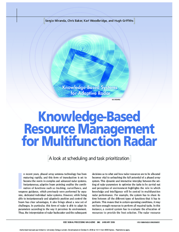 (PDF) Knowledge-based resource management for multifunction radar: a look at scheduling and task ...
