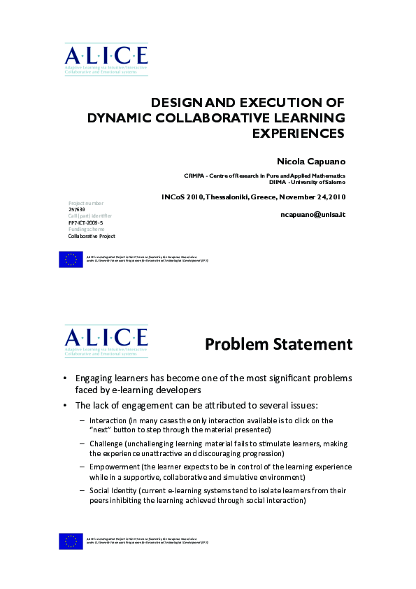 (PDF) Design and execution of dynamic collaborative learning experiences
