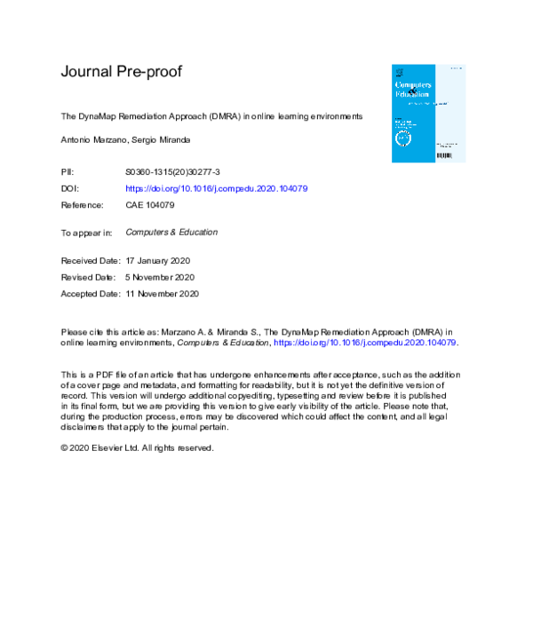 (PDF) The DynaMap Remediation Approach (DMRA) in online learning ...