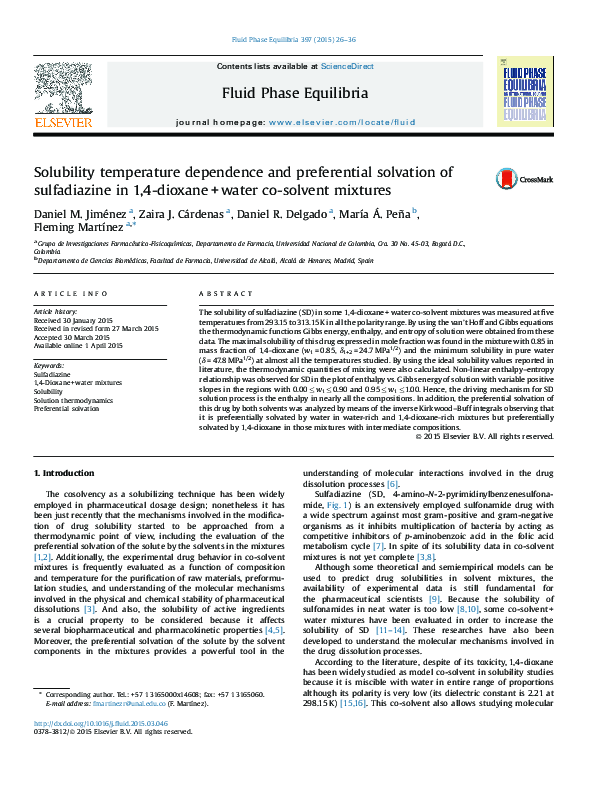 (PDF) Solubility temperature dependence and preferential solvation of ...