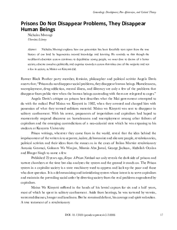 (PDF) Prisons Do Not Disappear Problems, They Disappear Human Beings