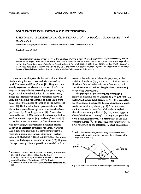 (PDF) Doppler-free evanescent wave spectroscopy
