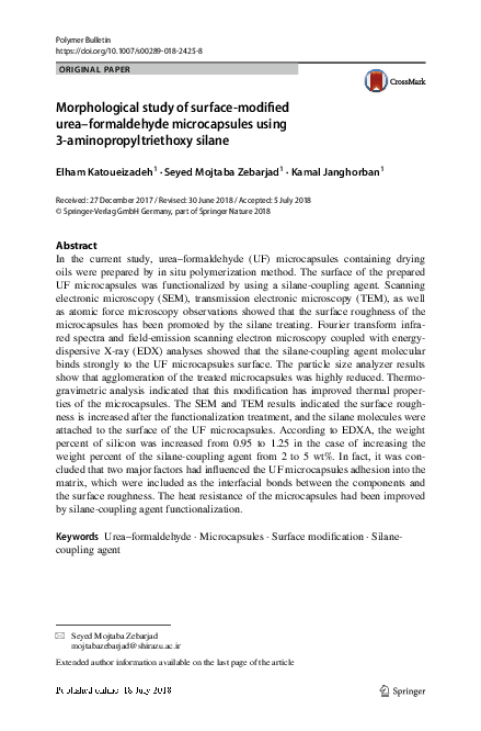 (PDF) Morphological study of surface-modified urea–formaldehyde ...