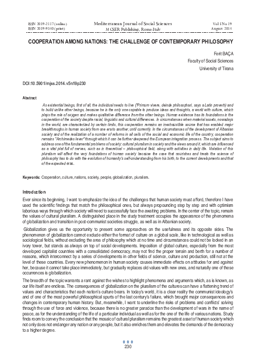 (PDF) Cooperation Among Nations: The Challenge of Contemporary Philosophy