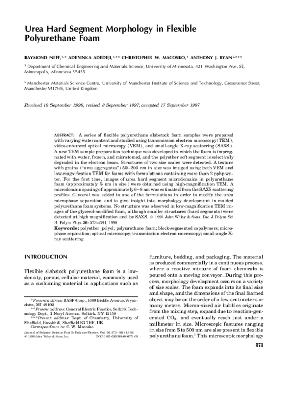 (PDF) Urea hard segment morphology in flexible polyurethane foam