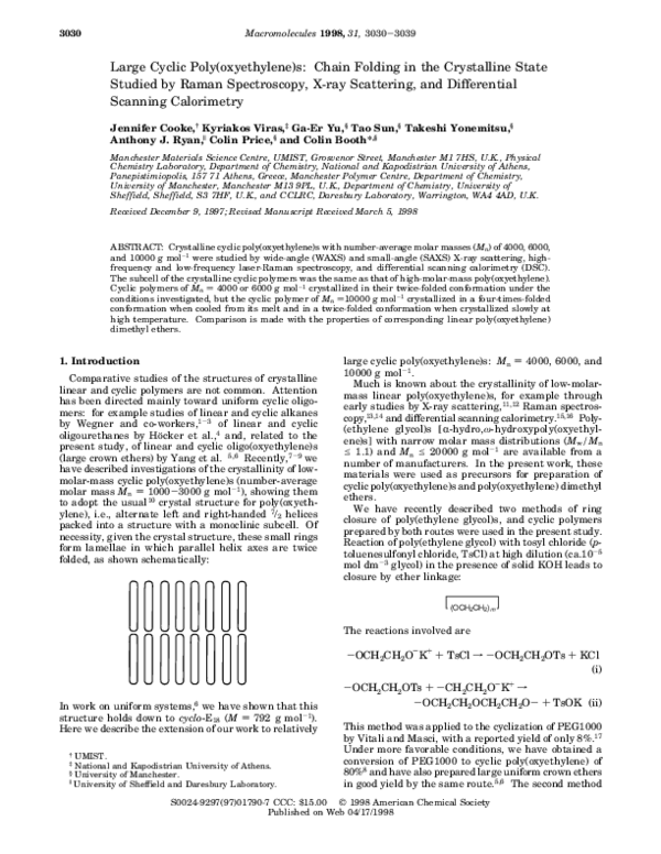 (PDF) Large Cyclic Poly(oxyethylene)s: Chain Folding in the Crystalline ...
