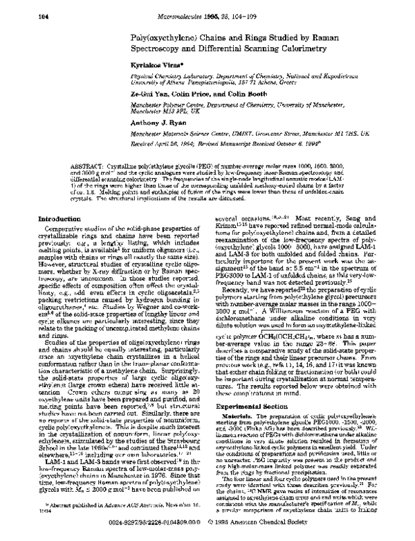 (PDF) Poly(oxyethylene) Chains and Rings Studied by Raman Spectroscopy ...