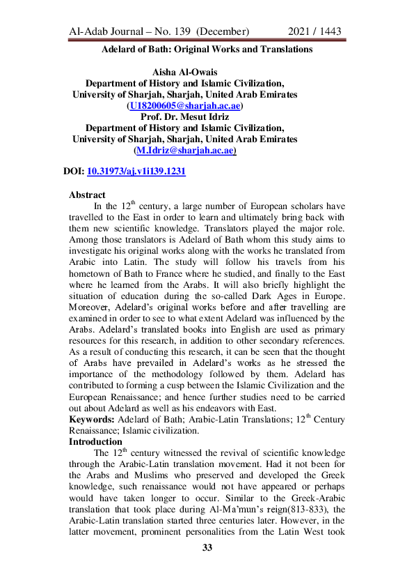 (PDF) Adelard of Bath