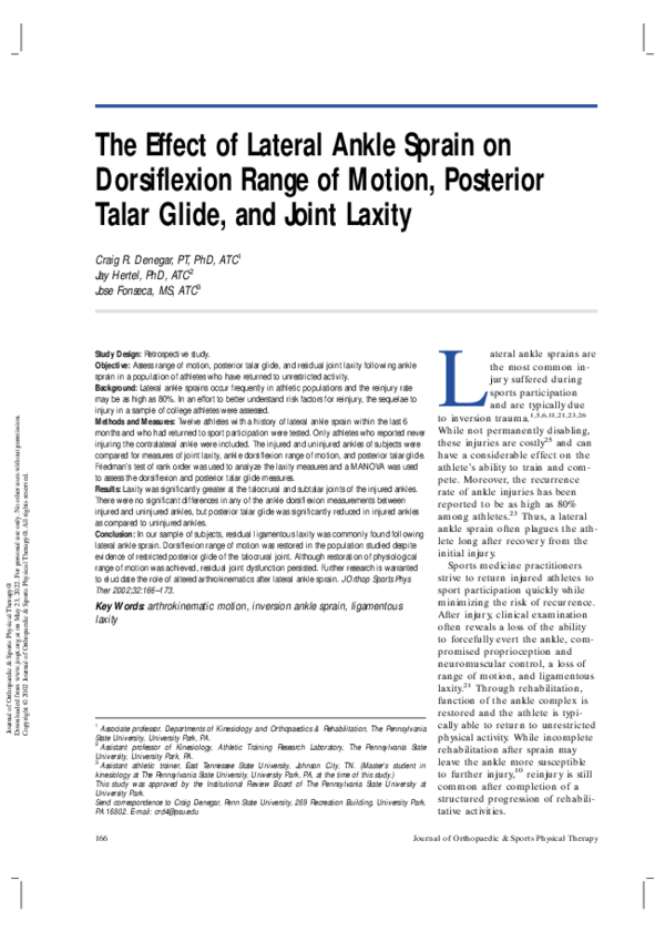 (PDF) The Effect of Lateral Ankle Sprain on Dorsiflexion Range of ...